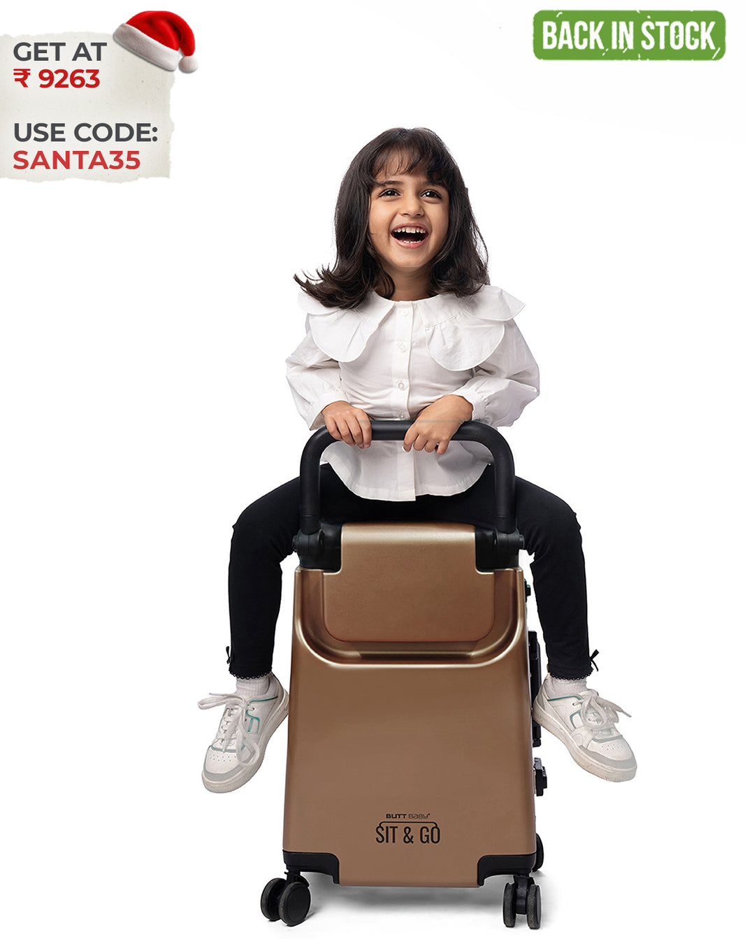 Sit & Go Cabin Luggage – Ride-On Suitcase for Easy Travel – Butt Baby